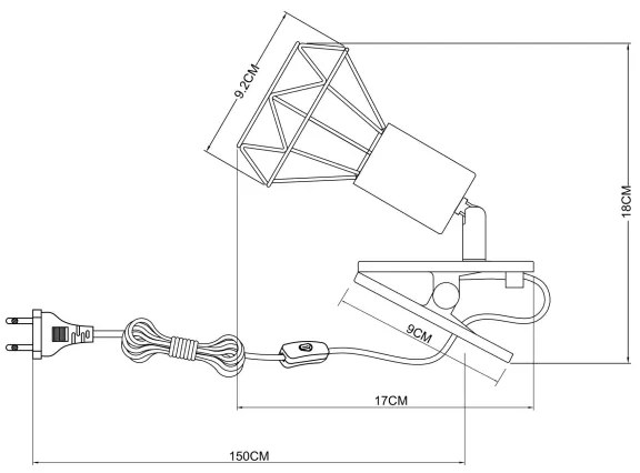 Globo 54802SK - Nástěnná lampa s klipem XARA I 1xE14/40W/230V černá
