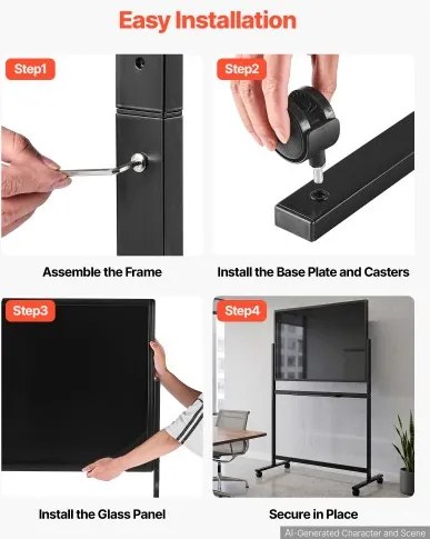 Magnetická bílá tabule ze skla, 888x583 mm VEVOR