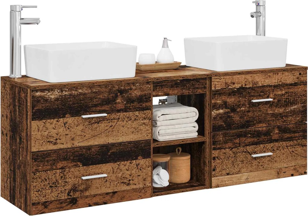 Sada koupelnových skříněk 3 ks Staré dřevo 53 x 34,5 x 63 cm 3405857