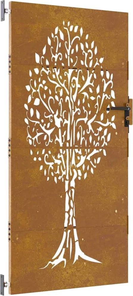 Zahradní branka 85 x 175 cm z cortenové oceli, design stromu 153212