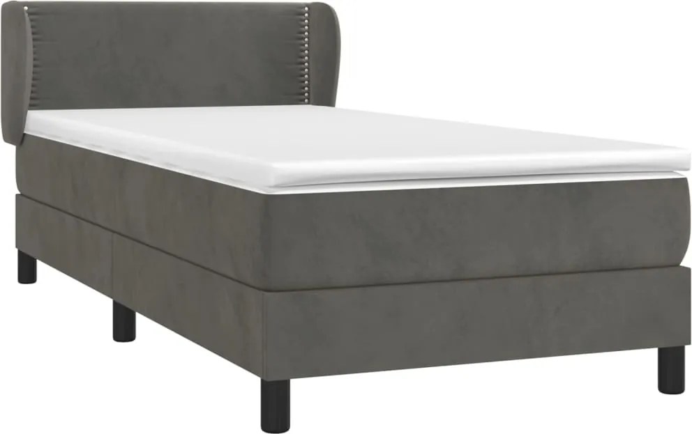 Box spring postel s matrací tmavě šedá 100x200 cm samet 3127416