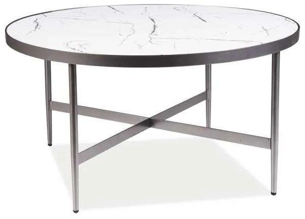 SIGNAL Konferenční stolek - DOLORES B, mramor/lesklá šedá