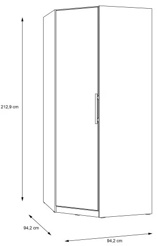 Rohová šatní skříň MARO 94x213 cm dub artisan