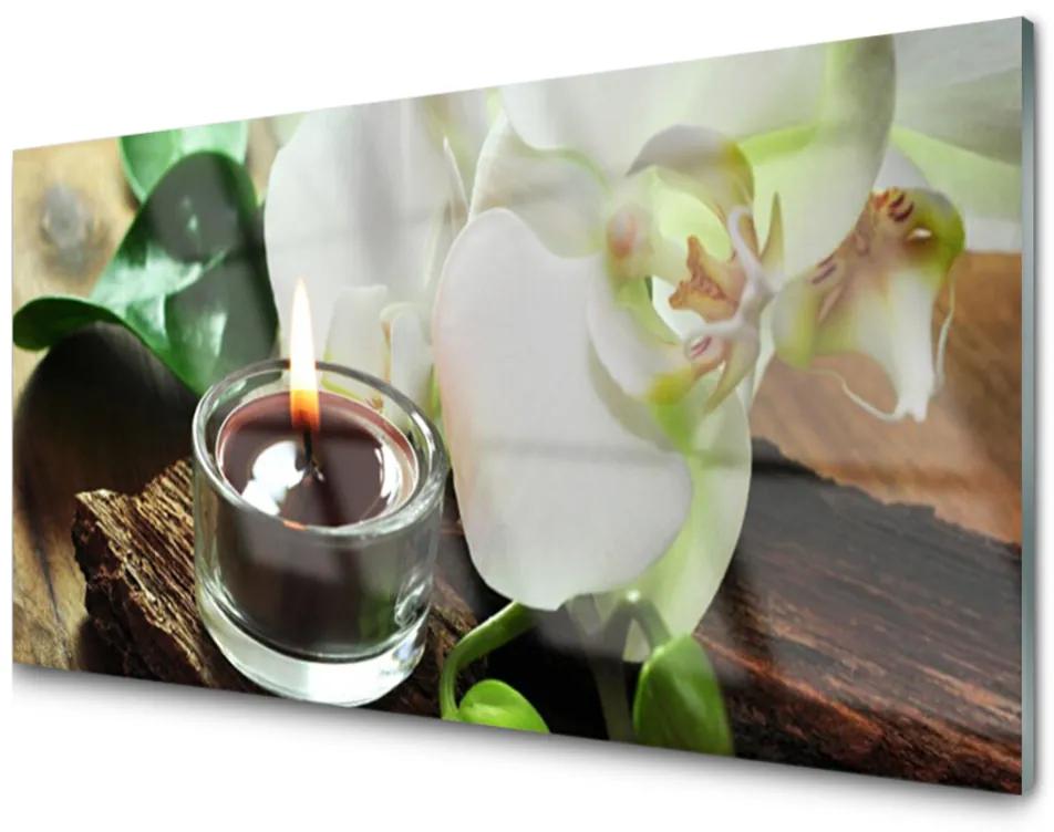 Skleněný obraz Orchidej Svíce do Lázní