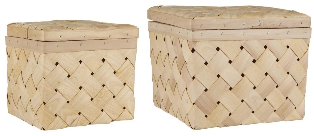IB Laursen Sada 2 čtvercových krabic z jasanového dřeva CHIP WOOD