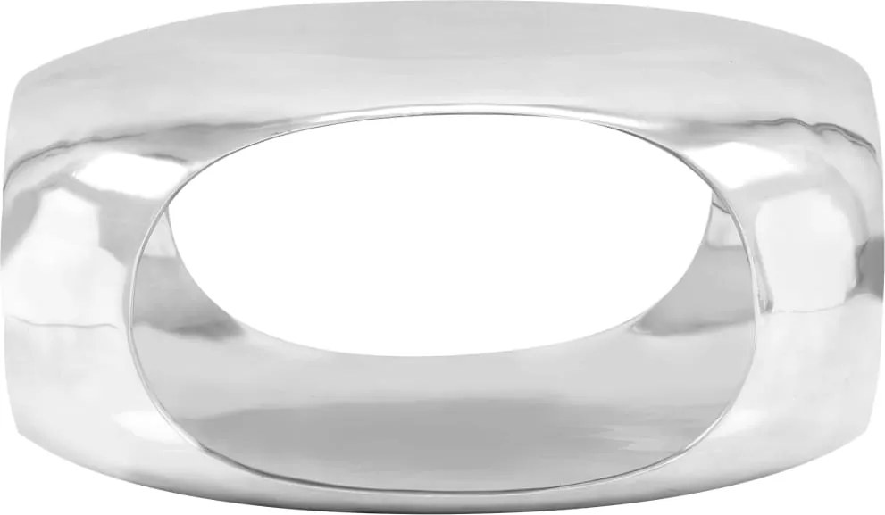 Konferenční stolek - stříbrný - litý hliník | 70x70x32 cm