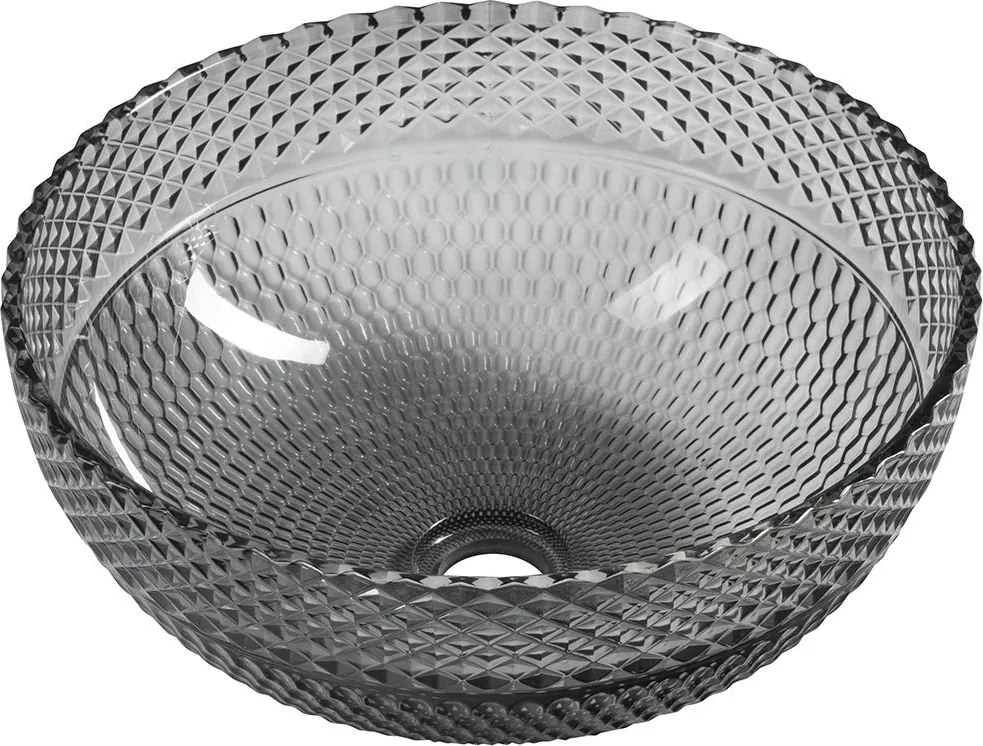 Sapho Sapho, BEAUTY gravírované skleněné umyvadlo na desku Ø 39,5cm, černá, TY310