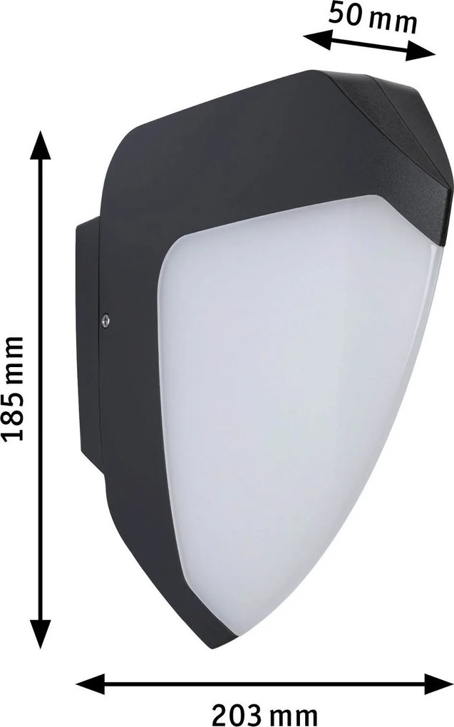 P 94516 LED venkovní nástěnné svítidlo Smart Home Zigbee Ikosea neláká hmyz IP44 50x203mm CCT 4,4W 230V antracit umělá hmota - PAULMANN