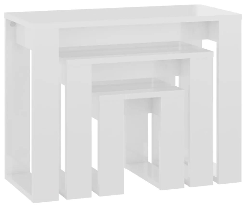 Hnízdové stolky 3 ks bílé s vysokým leskem kompozitní dřevo - Default Title