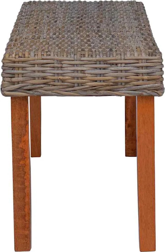 Lavice 110 cm přírodní kubu ratan a masivní mahagon 285791