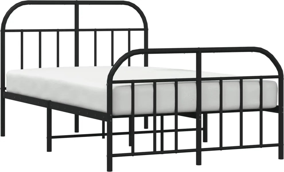 vidaXL Kovový rám postele s hlavovým a nožním čelem 120 x 200 cm [353651] Barva: Bílá