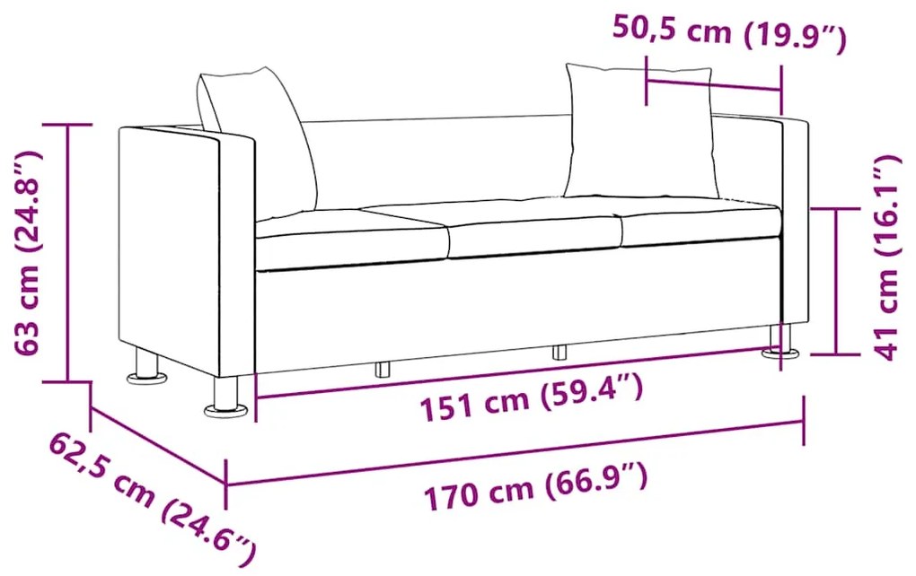 vidaXL Marketos 3místná pohovka umělá kůže černá