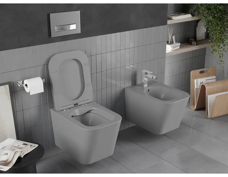Mexen Teo WC Rimless s WC deskou slim, duroplast, světle šedá matná, 30854061
