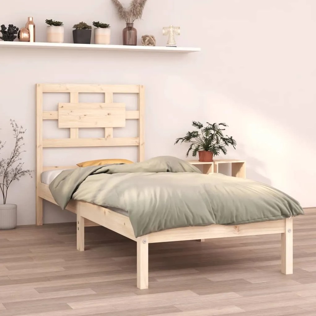 Rám postele bílý masivní dřevo 90 x 200 cm