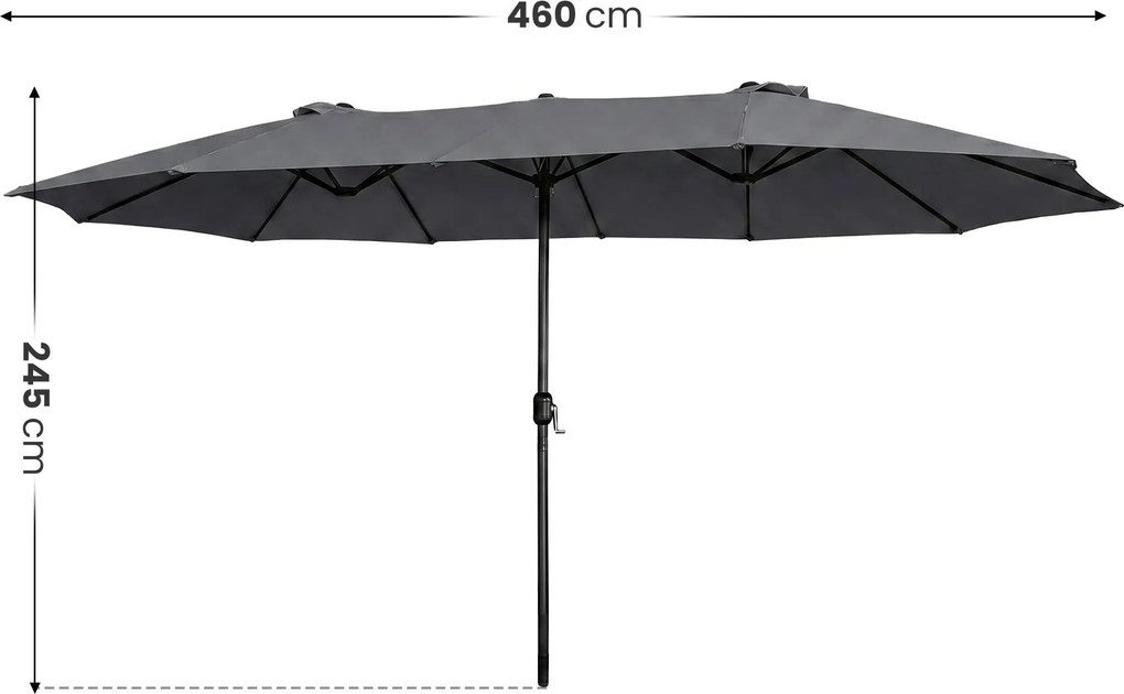 Dvojitý zahradní slunečník TILIA 460x270 cm tmavě šedý