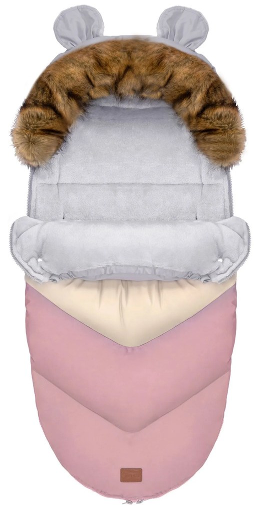 Dětský rostoucí fusak Teddy v růžovo-šedé barvě