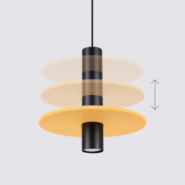 Sollux SL.1883 - Lustr na lanku PELTA 1xGU10/10W/230V černá/žlutá