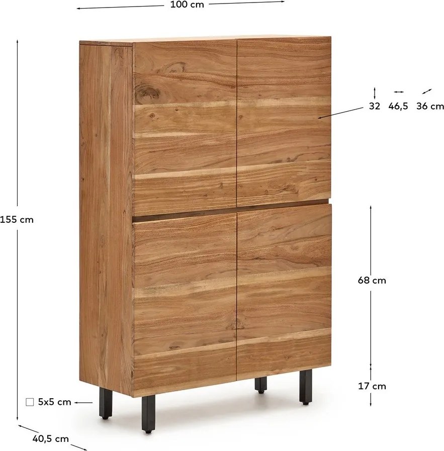 Komoda z masivu akácie v přírodní barvě 100x155x40,5 cm Uxue – Kave Home