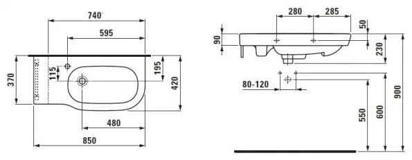 BPS-koupelny Keramické umyvadlo Laufen LB3 MODERN 85 bílé