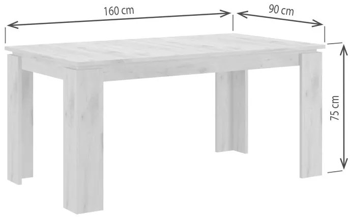 Rozkládací jídelní stůl Titan 160x90 cm, bílý