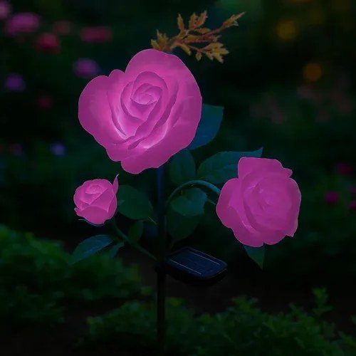 Solární zahradní LED lampa – růže