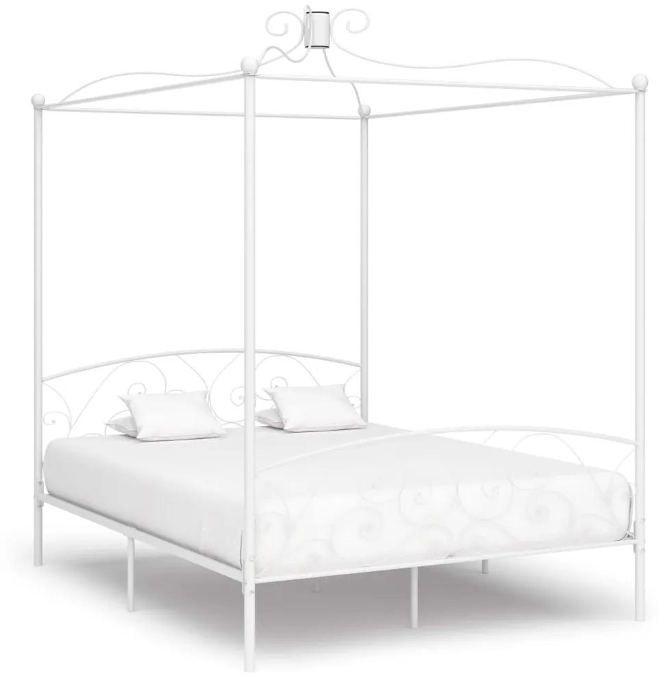 Rám postele s nebesy bílý kovový 160 x 200 cm,  284472