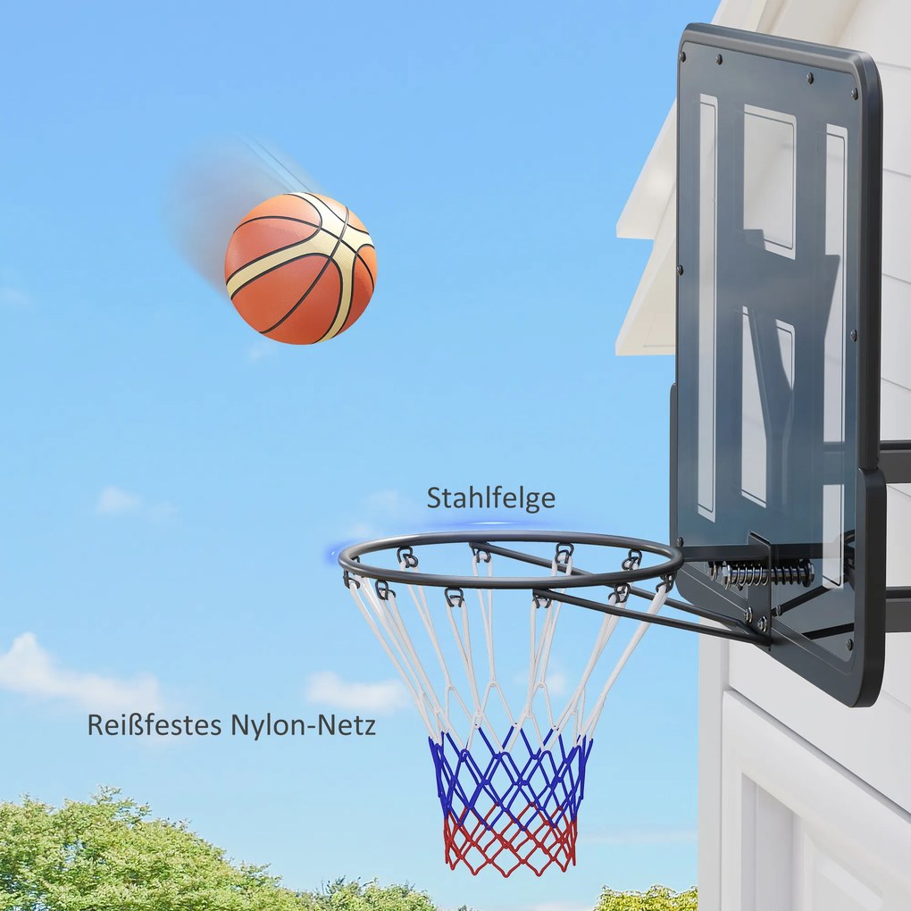 SPORTNOW basketbalový koš s deskou pro venkovní a vnitřní použití, basketbalová deska s ocelovou obroučkou Ø45 cm a sítí, montáž na zeď, basketbalová…