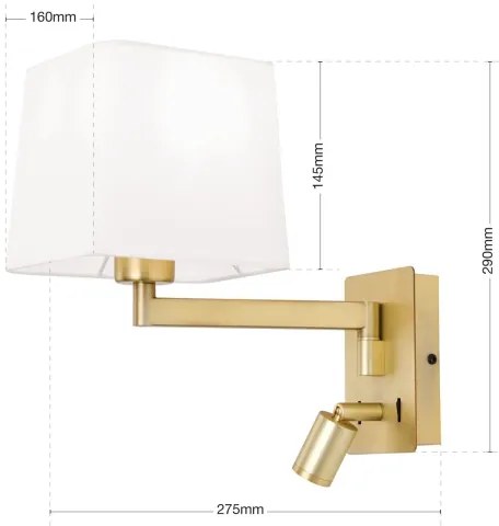 Orion WA 2-1469/1- LED Nástěnná lampa CARLTON 1xE27/40W/230V + LED/3W bílá/zlatá