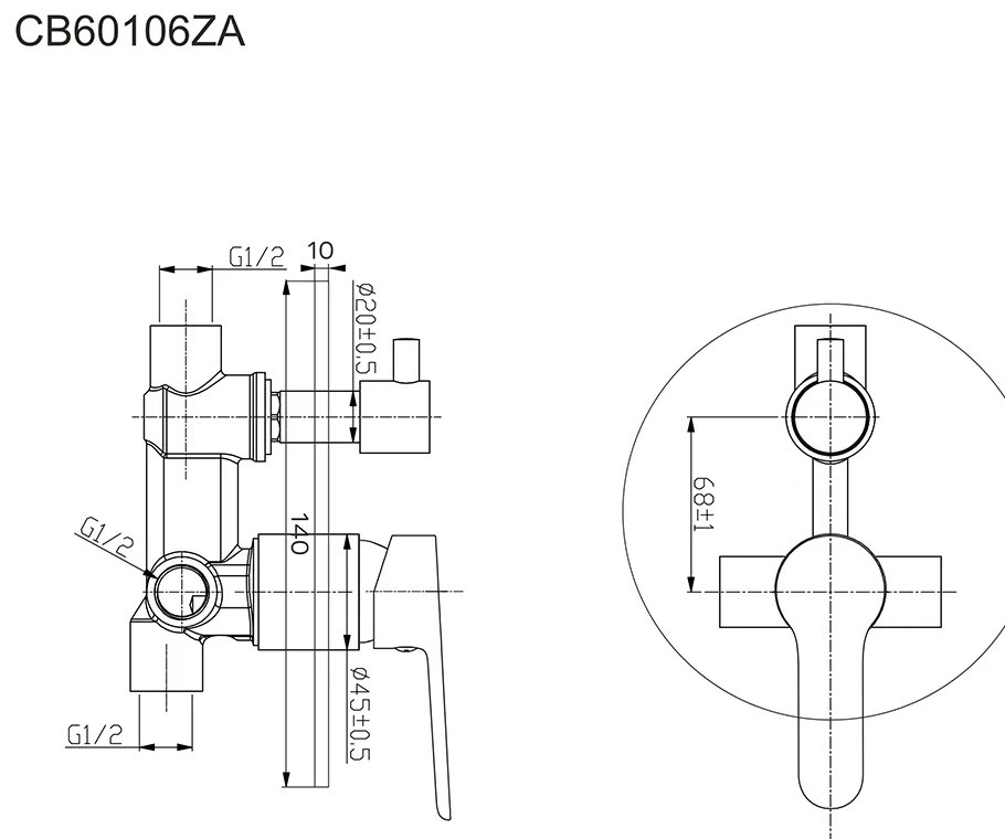 Mereo Zuna sprchová podomítková baterie s přepínačem Mbox kulatý kryt mosaz chrom CB60106ZA