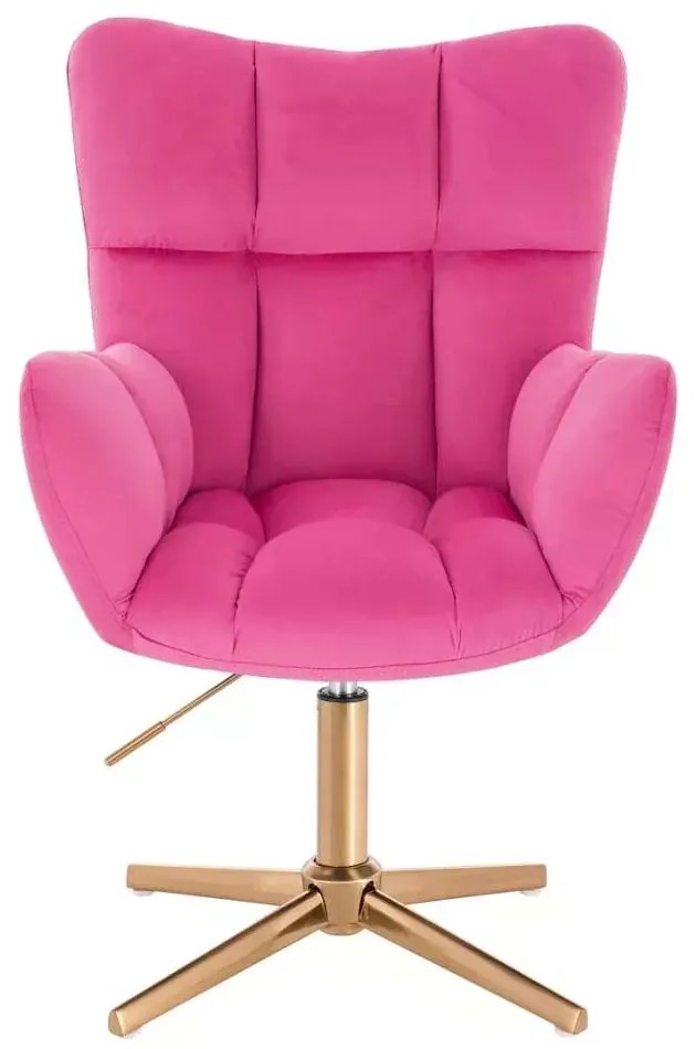LuxuryForm DESIGN Otočné křeslo AURORA VELUR na zlatém kříži - tmavě růžové
