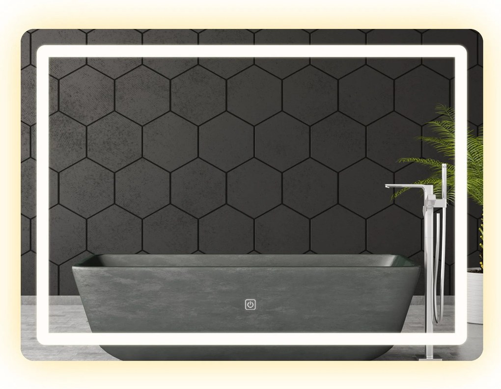 Rea Obdelníkové zrcadlo 80x60 cm s regulovatelným LED osvětlením