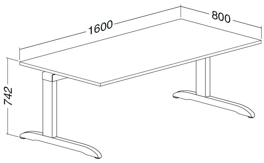 Stůl ProOffice C 160 x 80 cm, třešeň