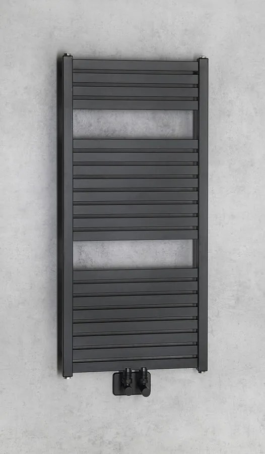 Aqualine Aqualine, TONDI topné těleso 450x970 mm, středové připojení, černá matná, DT456T