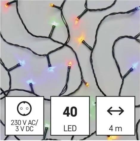 Vánoční osvětlení EMOS D4AM01 ZY0811T 40LED řetěz 4m multicolor s časovačem