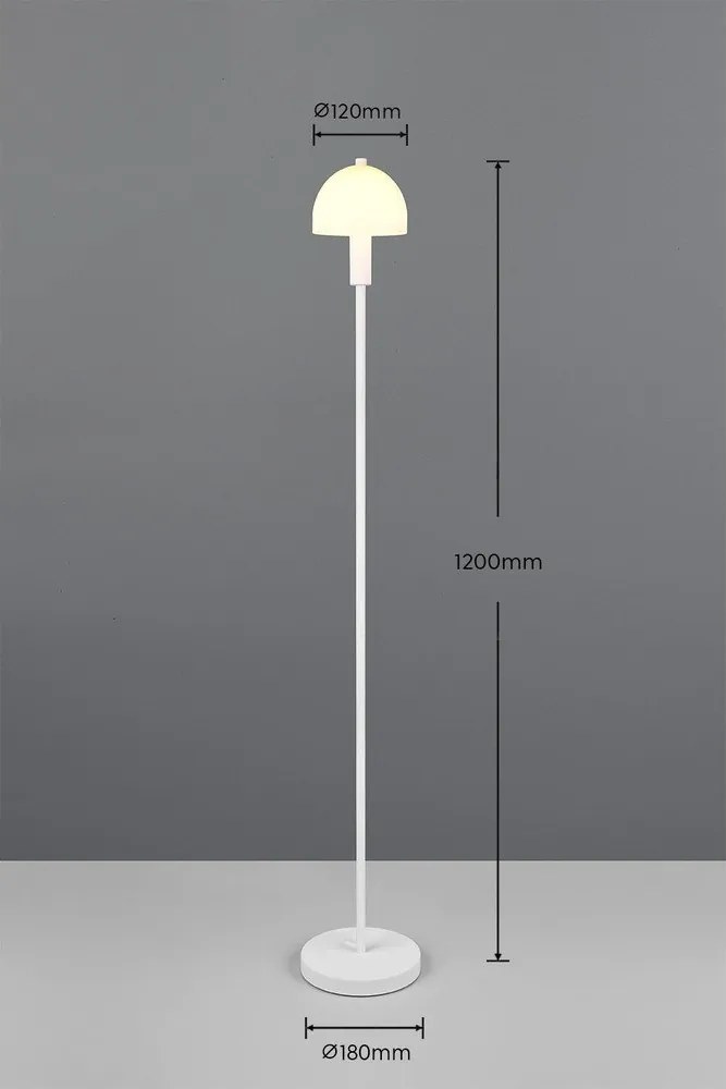 Bílá stojací lampa se skleněným stínidlem (výška 120 cm) Glenn – Reality