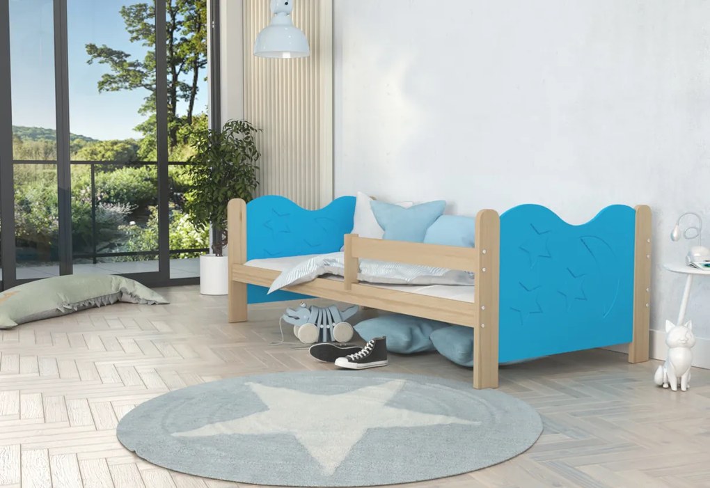 Expedo Dětská postel MICKEY P1 + matrace + rošt ZDARMA, 160x80, borovice/růžová