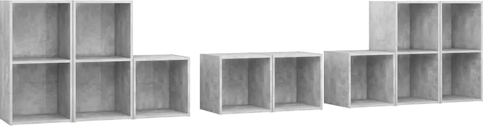 8dílný set TV skříněk betonově šedý kompozitní dřevo 3080064