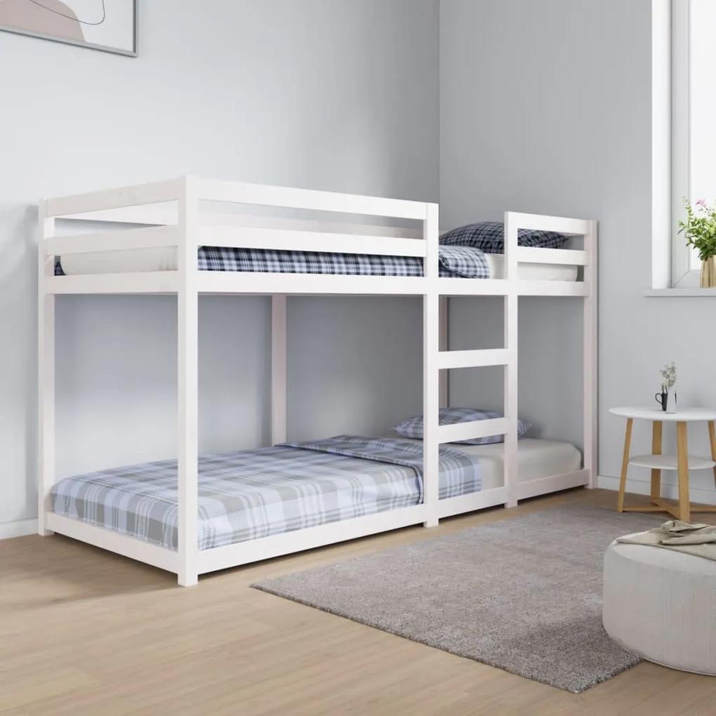 Patrová postel bílá 80 x 200 cm masivní borové dřevo,  821650