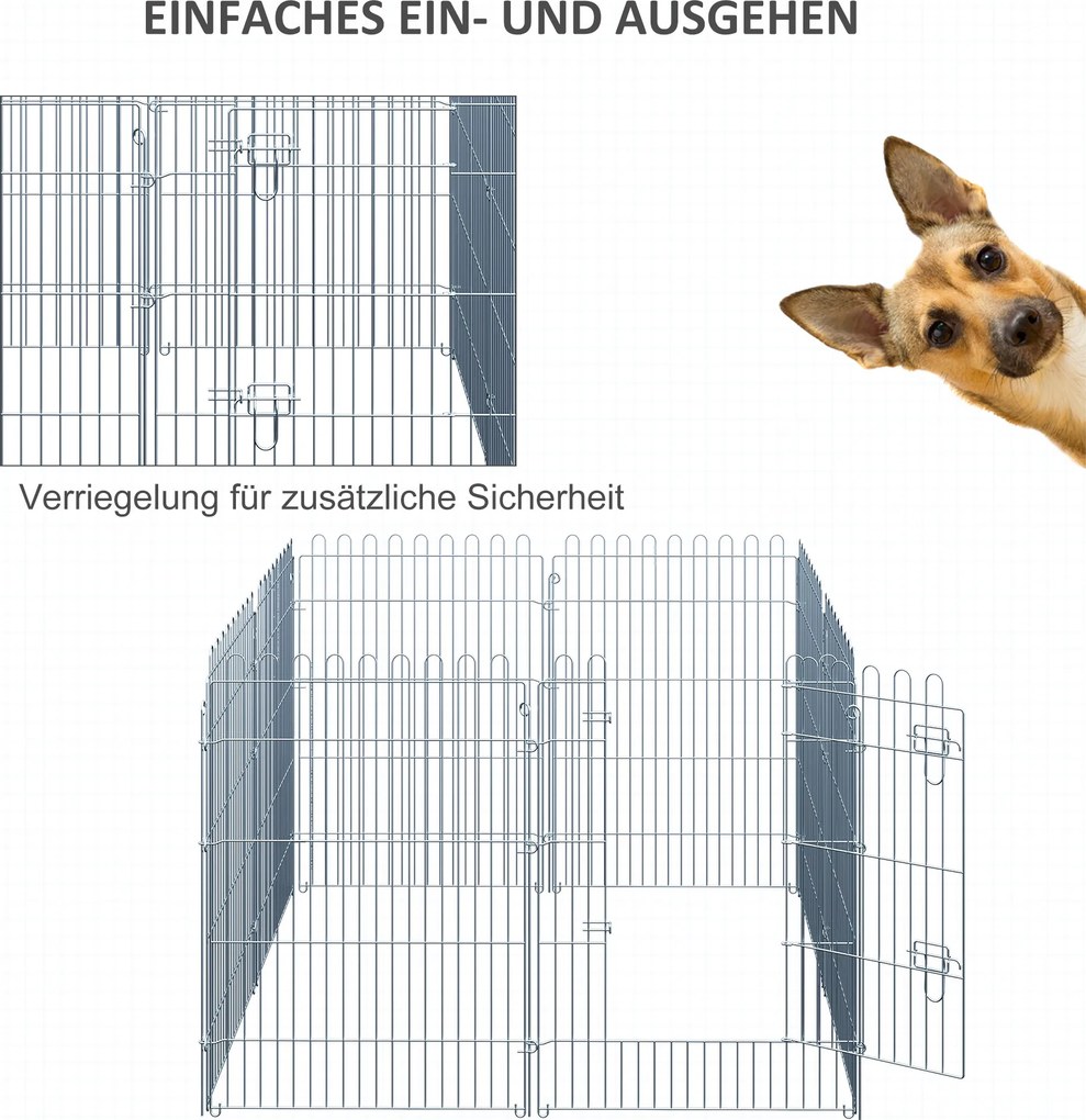 PawHut volný výběh pro štěňata 8dílný výběh a ohrádka pro štěňata, 63x76 cm, bezpečný a stabilní| Aosom