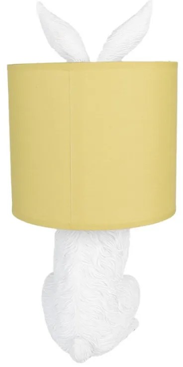 Bílá stolní lampa králík se žlutým stínidlem Konijn
