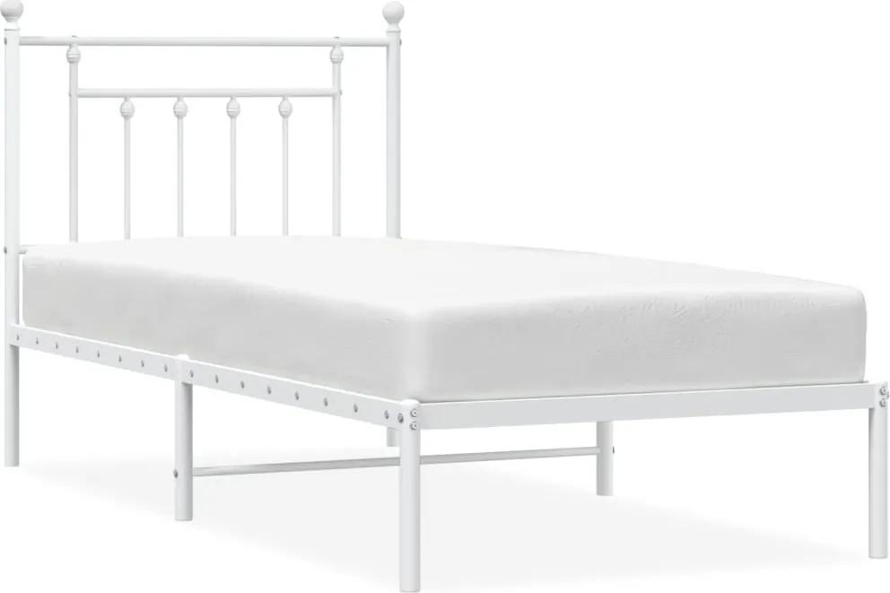 vidaXL Kovový rám postele s čelem 80 x 200 cm [353577] Barva: Bílá