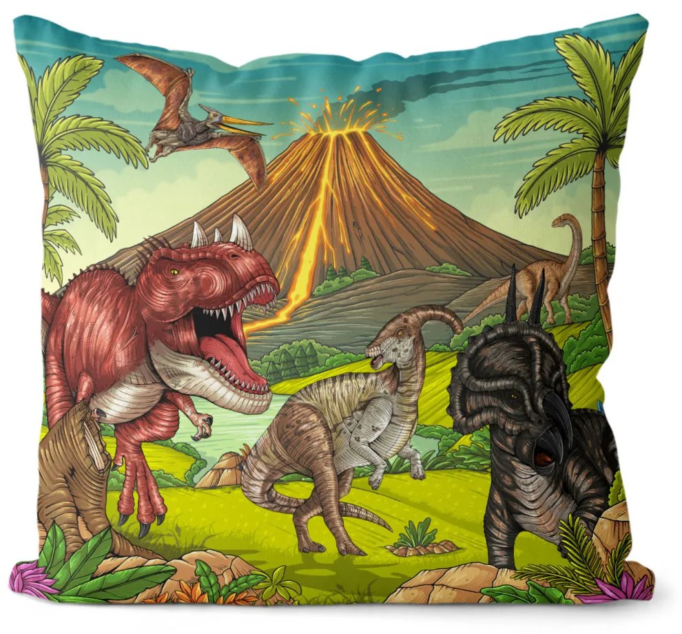 Polštář Dino world 2 (Velikost: 55 x 55 cm)