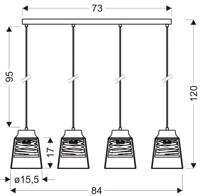 Černo-zlatý závěsný lustr Fresno pro žárovku 4x E27  - Candellux