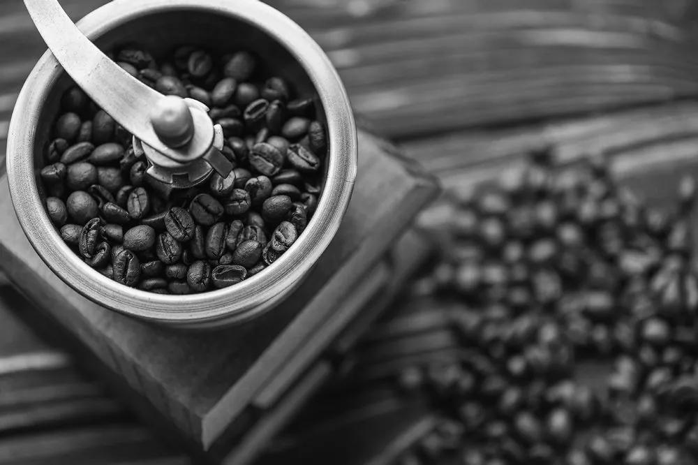 Tapeta mlýnek na kávu v černobílém provedení - 450x300 cm