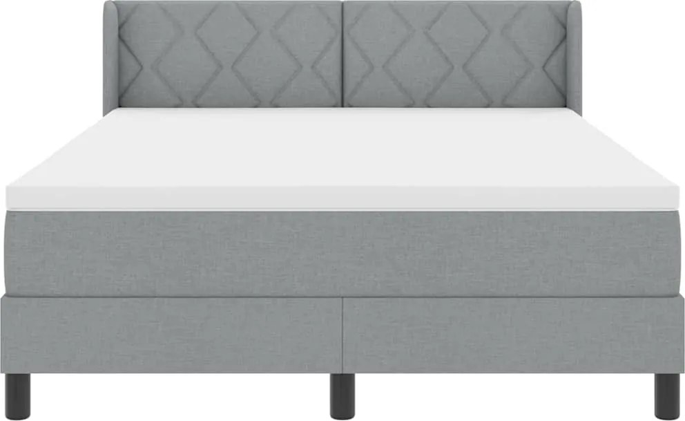 Postel s boxspringem s čelo Světle šedá 200 x 160 cm textil 3341174