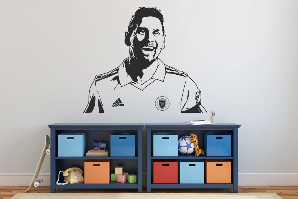 Lepy.cz Samolepka na zeď Messi - Miami Velikost (šířka x výška): 60x51cm, Barevná varianta: Bílá