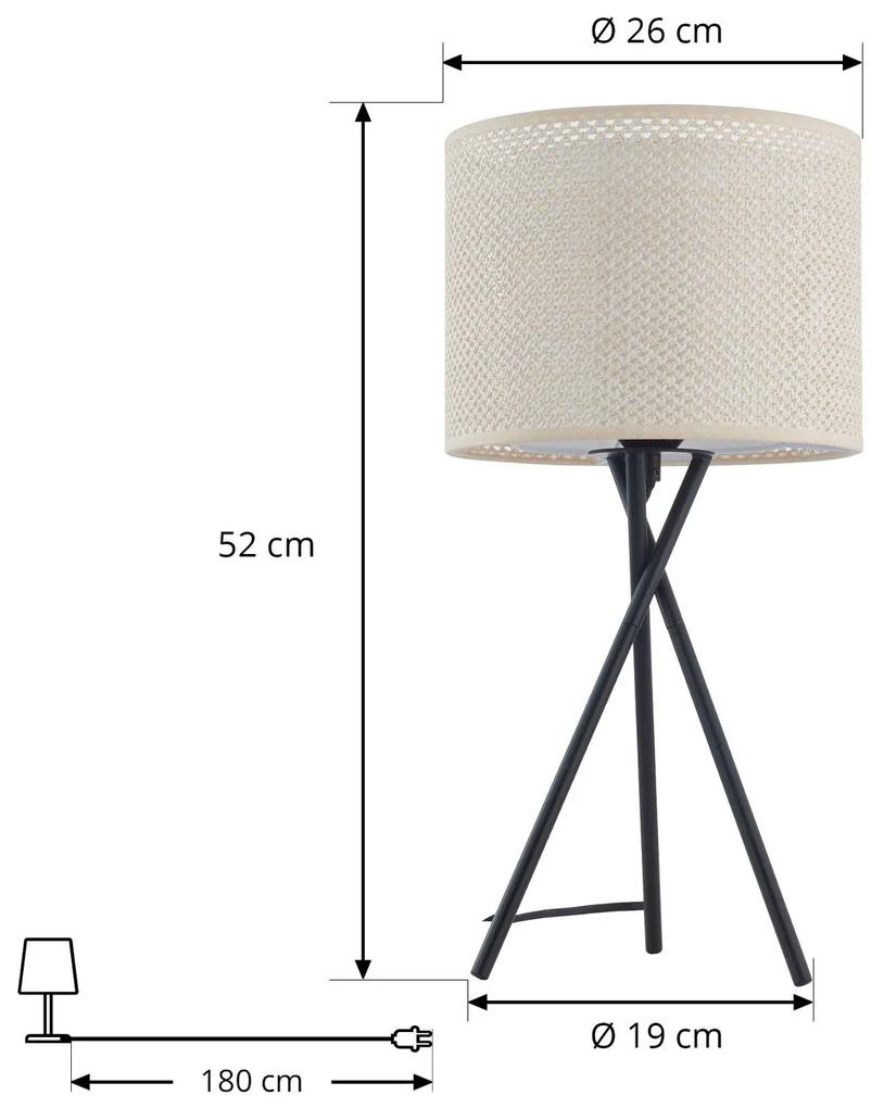 Stolní lampa Lindby Soula, Ø 26 cm, béžová, plast, E27