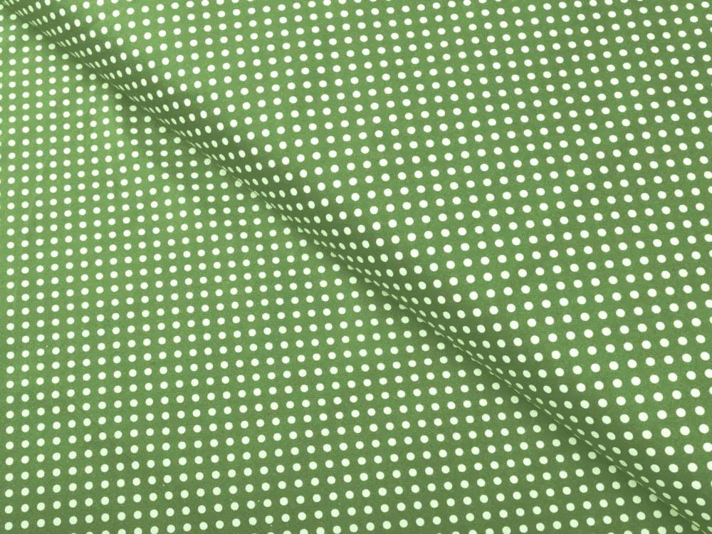 Biante Bavlněný čtvercový ubrus Sandra SA-336 Bílé puntíky na zeleném 120x120 cm