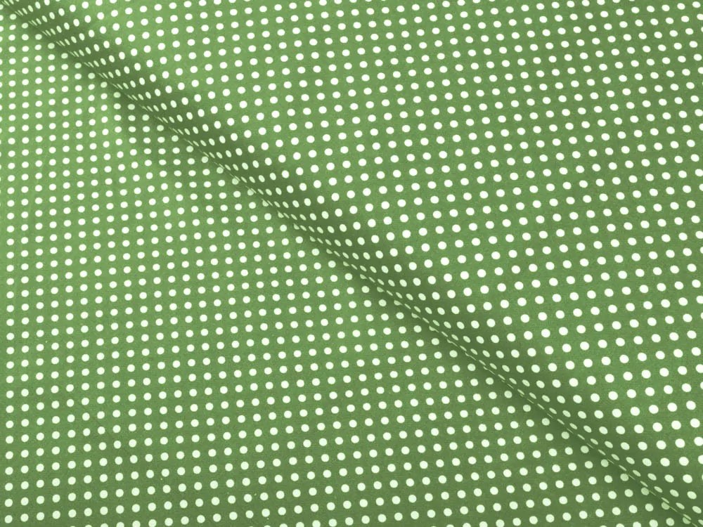 Biante Bavlněný kulatý ubrus Sandra SA-336 Bílé puntíky na zeleném Ø 120 cm
