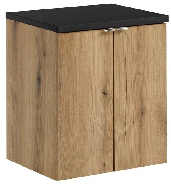 Závěsná skříňka pod umyvadlo Nova Oak s deskou 50 cm dub evoke/černá